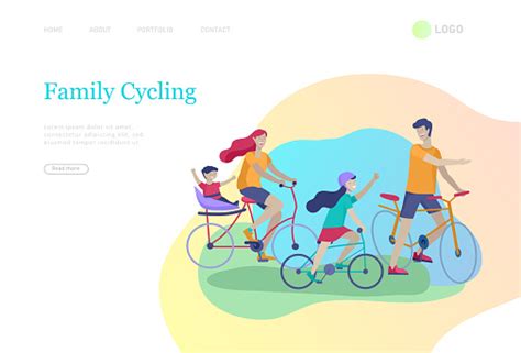 가족 취미 활동의 컬렉션으로 설정 된 방문 페이지 어머니 아버지와 아이들은 함께 시간을 보낸다 만화 벡터 일러스트레이션 Html에 대한 스톡 벡터 아트 및 기타 이미지