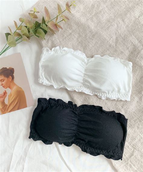 1만개판매휴양지룩 오프숄더 튜브탑 프릴 숏 탱크탑 브라렛 브라탑 비치룩 2color