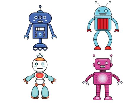 premium vector set robotic character with modern technology cyborg and android robots design