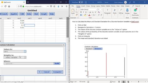 How To Find Standard Deviation Of Random Variable On Statcrunch At