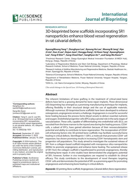 Pdf 3d Bioprinted Bone Scaffolds Incorporating Sr1 Nanoparticles