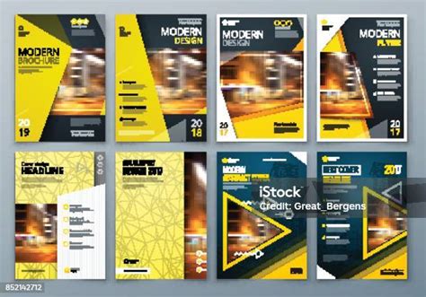 디자인 모음을 커버 안내 책자 보고서 카탈로그 잡지도 서 소책자에 대 한 노란색 기업 비즈니스 템플릿 현대적인 요소와 추상 배경