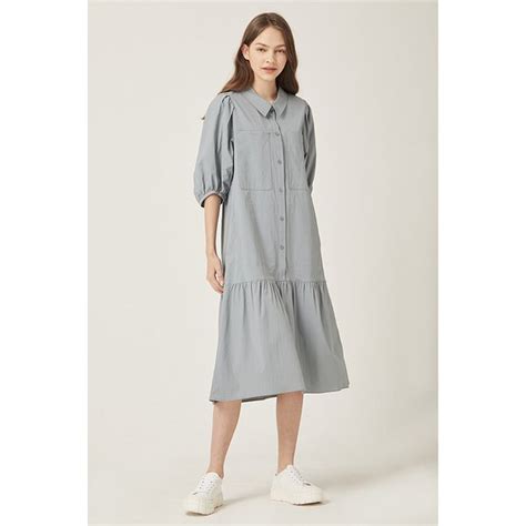 2차 리오더★ 투 포켓 퍼프 슬리브 셔츠 원피스 Sivillage 2차 리오더★ 투 포켓 퍼프 슬리브 셔츠 원피스 Sivillage