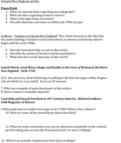 Colonial New England And Sex Powerpoint 1 What Are