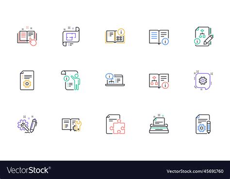 Technical Documentation Line Icons Instruction Vector Image