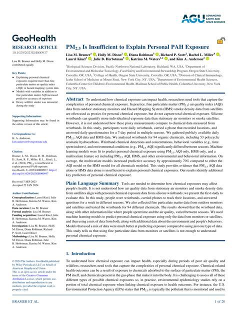 Pdf Pm2 5 Is Insufficient To Explain Personal Pah Exposure