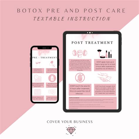 Botox Pre And Post Treatment Sheet Botox Textable Instructions