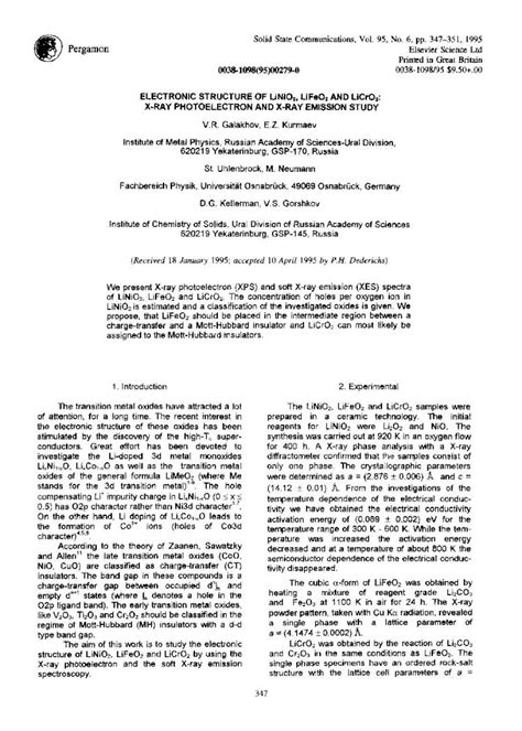 Pdf Electronic Structure Of Linio2 Lifeo2 And Licro2 X Ray