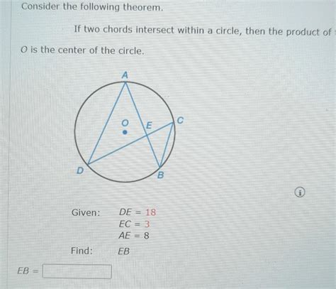Solved Consider The Following Theorem If Two Chords Chegg