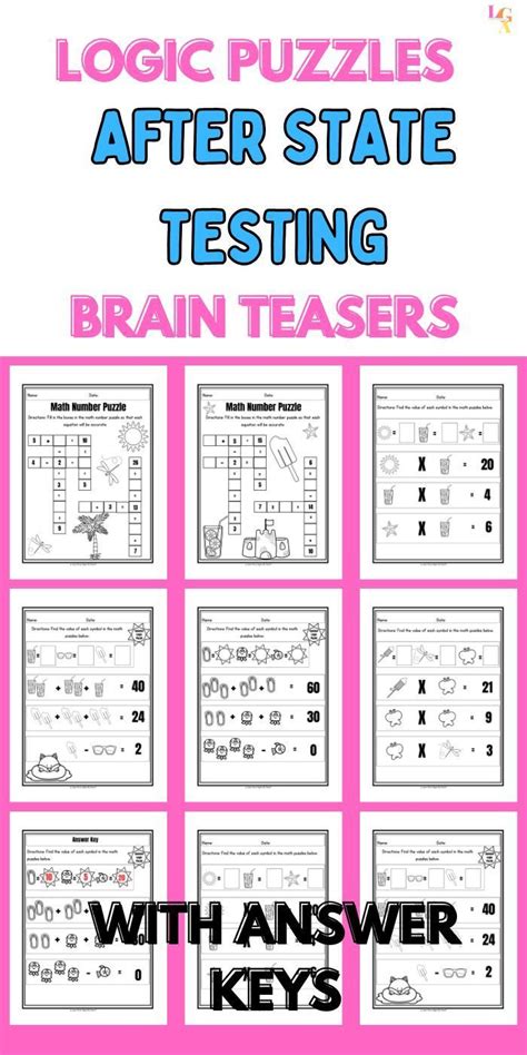 3rd Grade Summer Logic Puzzles End Of Year Math Puzzles After Testing Fun Pack [video] [video