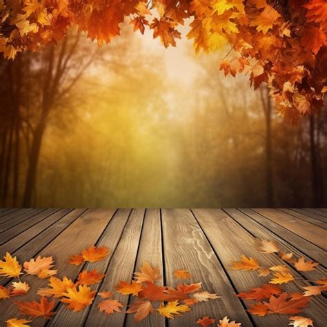 Premium AI Image Autumn Leaves On A Wooden Floor