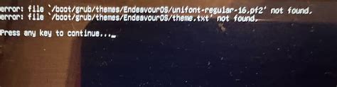 Missing Boot Grub Theme Still Errors Kernel Boot Graphics