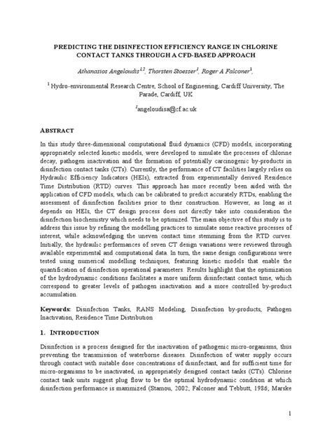 Predicting The Disinfection Efficiency R Pdf Pdf Computational