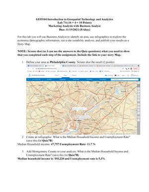 GEO Lab A GEO Introduction To Geospatial Technology And Analytics Lab Points Due