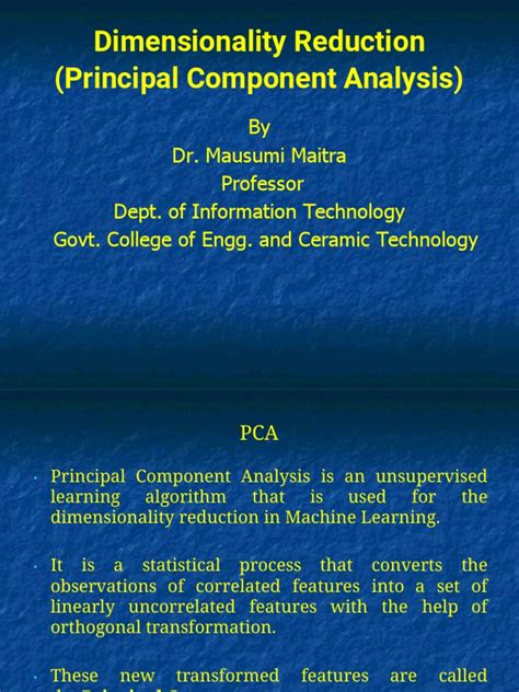 Dimensionality Reduction Principal Component Analysis Pdf