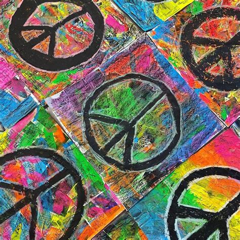 Mrs Lynes On Instagram New Favorite Project Mixed Media Peace Signs By 4thgrade ☮️ 🏻 Day