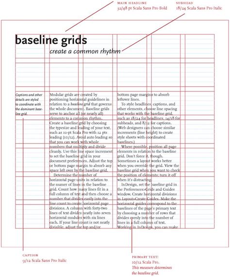 An Article From The Book Baseline Grids Which Is Written In Red And Black