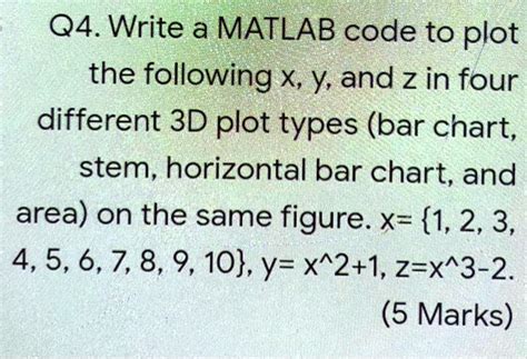 Solved Q4 Write A Matlab Code To Plot The Following X Y And Z In