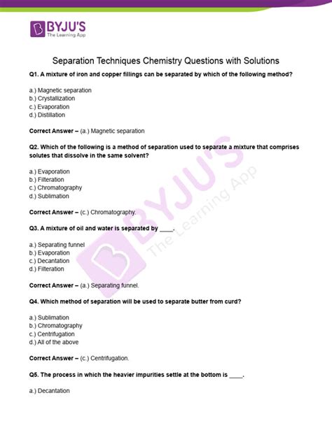 Separation Techniques Questions Pdf Distillation Boiling