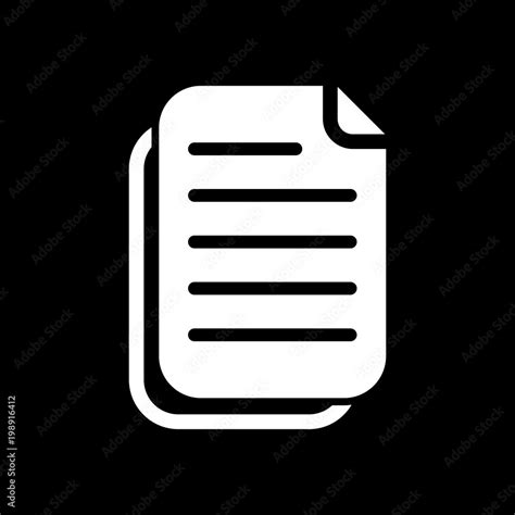 Document Simple Icon White Icon On Black Background Inversion Stock Vector Adobe Stock