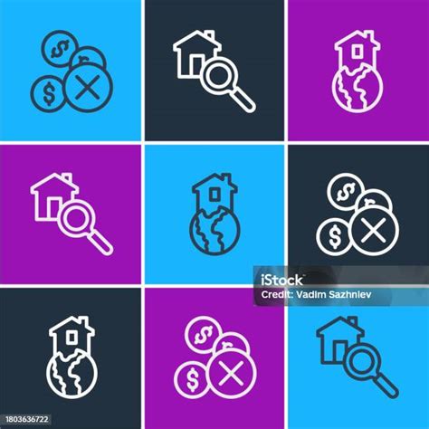 돈 없음 노숙자 쉼터 및 집 검색 아이콘을 설정합니다 벡터 가격에 대한 스톡 벡터 아트 및 기타 이미지 가격 가방 개념 Istock