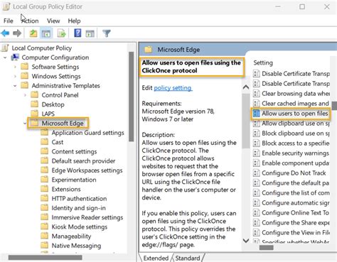 Ensure Allow Users To Open Files Using The Clickonce Protocol Is Set