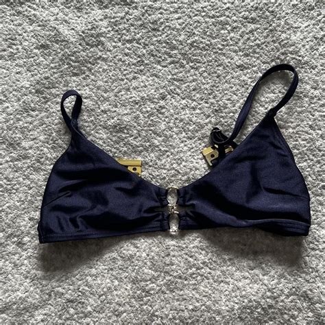 New Look Bikini Top Size Small Navy Blue Depop