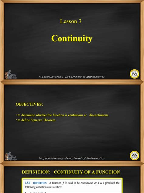 Lesson 3 Continuity Pdf Continuous Function Function Mathematics