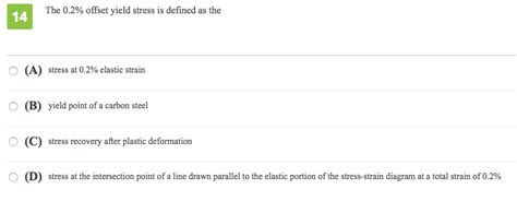 Solved The 02 Offset Yield Stress Is Defined As The 14 O