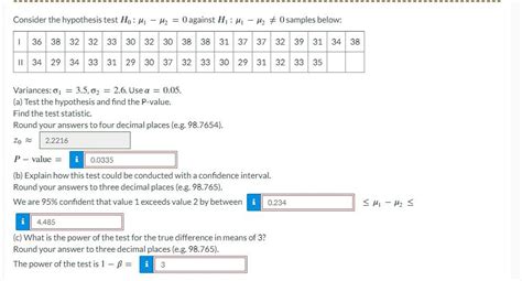 Solved Consider The Hypothesis Test H0 μ1−μ2 0 Against