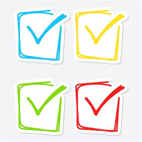 손으로 그린 체크 표시 세트 프리미엄 벡터