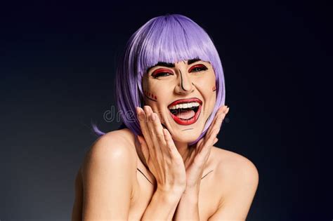 A Stunning Woman With Purple Hair Stock Image Image Of Glamorous Striking 330046089