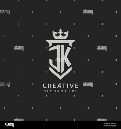 Initial Jk Shield And Crown Logo Style Vector Graphic Stock Vector