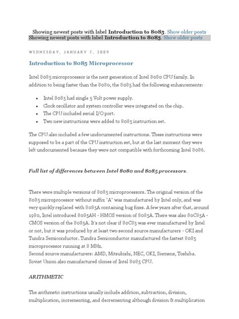 8085 Notes Pdf Instruction Set Central Processing Unit