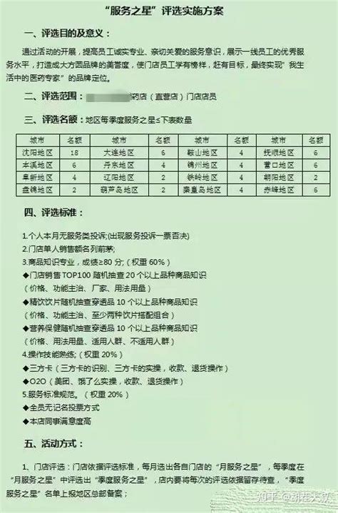 服务之星评比方案 知乎