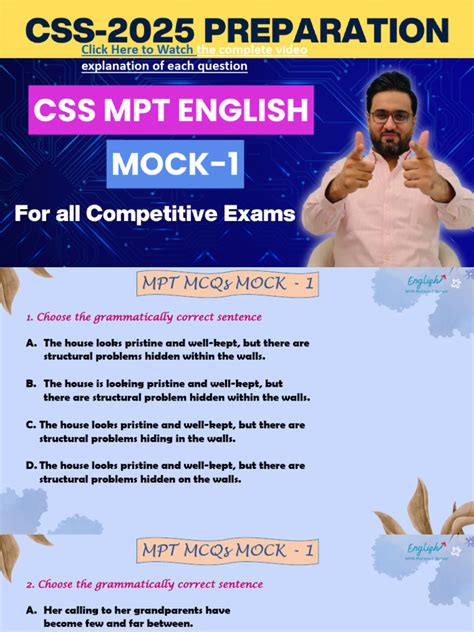 Css Mpt Mock 1 Youtube Live Pdf Verb Linguistics
