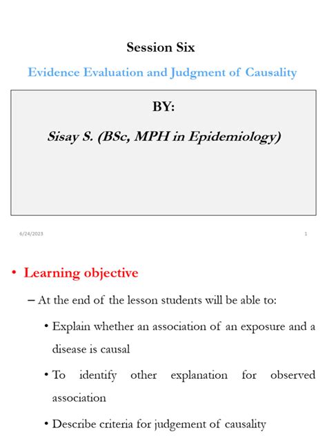 6 Session Six Evidence Evaluation And Causality Pdf Confounding Causality