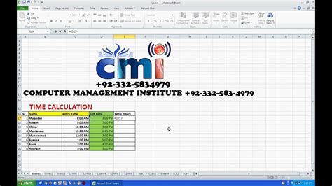 Time Calculation Excel Youtube