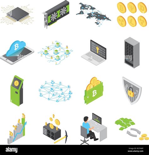 Blockchain Technology Icons Set Isometric Illustration Of 16 Blockchain Technology Vector Icons