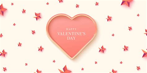 현실적인 벡터 디자인에 황금 마음과 반지 해피 발렌타인 데이 배경 핑크 색상 진주와 텍스트의 아름다운 휴일 레이아웃 로맨스 인사말 웹 배너 레이아웃 템플릿입니다 2월에 대한