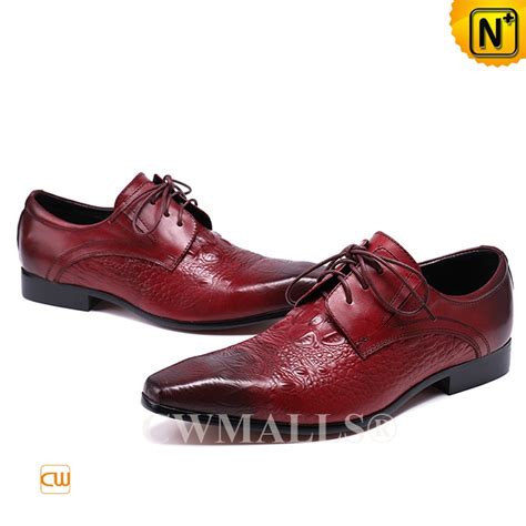 Cwmalls® Croc Embossed Leather Lace Up Shoes Cw708122