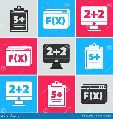 Set Test Or Exam Sheet Function Mathematical Symbol And Equation Solution Icon Vector Stock
