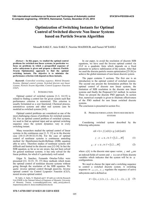 Pdf Optimization Of Switching Instants For Optimal Control Of