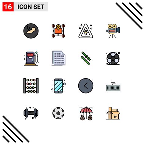 16 User Interface Flat Color Filled Line Pack Of Modern Signs And Symbols Of Gas Education