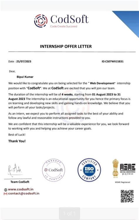 Bipul Kumar On Linkedin Codsoft Codsoftinternship Gratitude Intern Intern2023 Experience