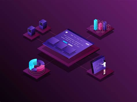 Website Analytics Isometric Illustration Dark Gradient Suitable For