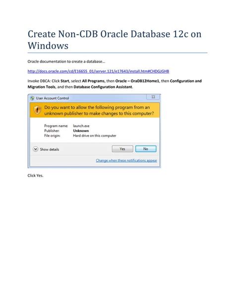 Create Non Cdb Traditional Oracle Database 12c On Windows Pdf Databases Computer