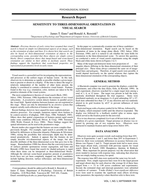 Pdf Sensitivity To Three Dimensional Orientation In Visual Search