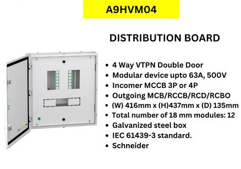 Three Phase Double Door Schneider A9hvm04 Acti9 Vtpn Db 4 Ways Modular I C 63a At ₹ 5471 55
