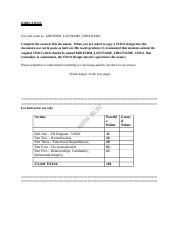 MIDTERM FALL Docx DIRECTIONS Save The Exam As MIDTERM LASTNAME FIRSTNAME Complete The